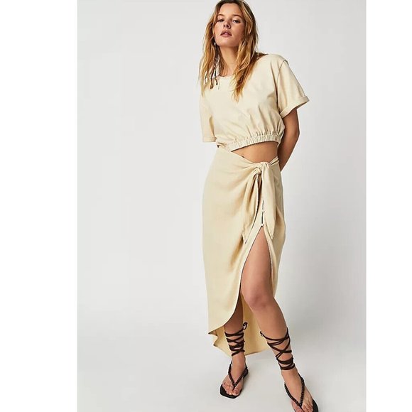 Free People | Dresses | Free People Rae Maxi Dress Summer Khaki ...